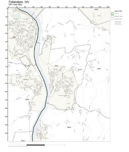 ZIP Code Wall Map of Follansbee, WV ZIP Code Map Laminated: Amazon.com ...