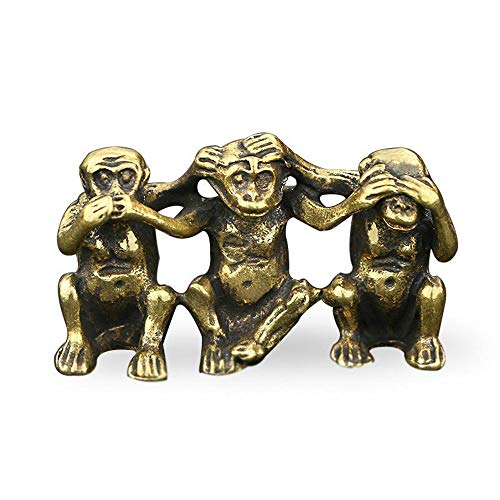 ZCQBCY Pure Copper Monkey Statue Sculpture,Hear No Evil, Speak - Want ...
