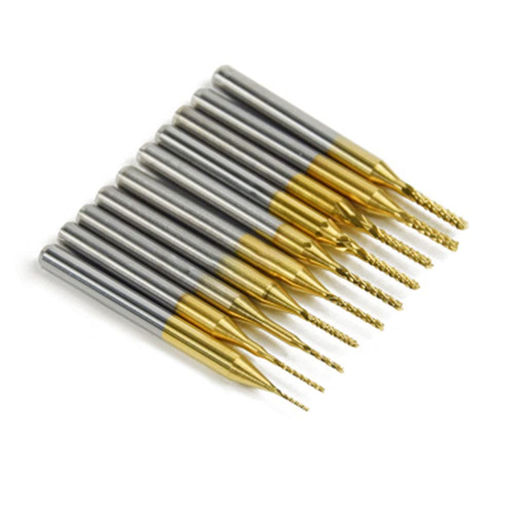 10pcs / lot Titanium Nitride Coated Carbide PCB CNC Drill Bits Router 1 ...