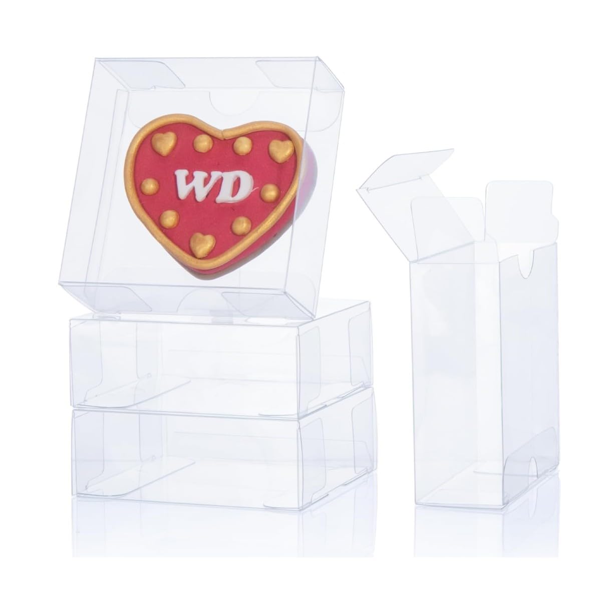 TEMLQPACK 50 Pack 4x4x1.2inch Clear Single Cookies Boxes with Full ...