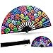 Amazon.com: SYNTECSO Folding Hand Fan for Rave, UV Glow Fan, Large ...