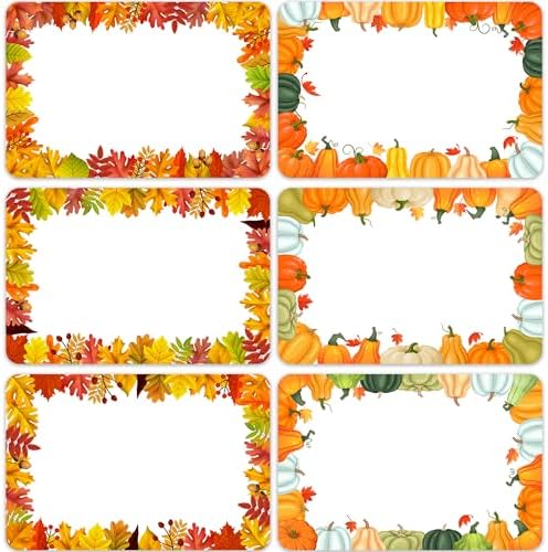 Amazon.com : 180PCS Fall Leaves Pumpkin Name Tags Stickers Labels ...