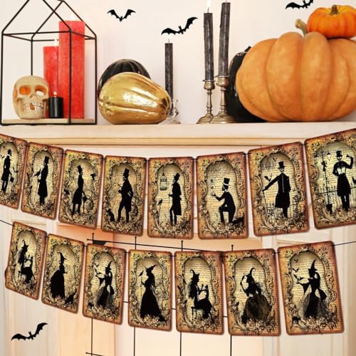 Amazon.com: Vintage Halloween Banner Gothic Skull Garland Witches ...