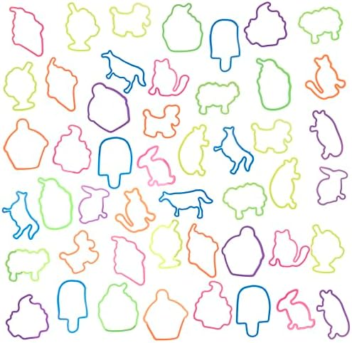 Amazon.com: 48pc Shaped Gummie Bracelets - Bulk Pack Bright Colored ...