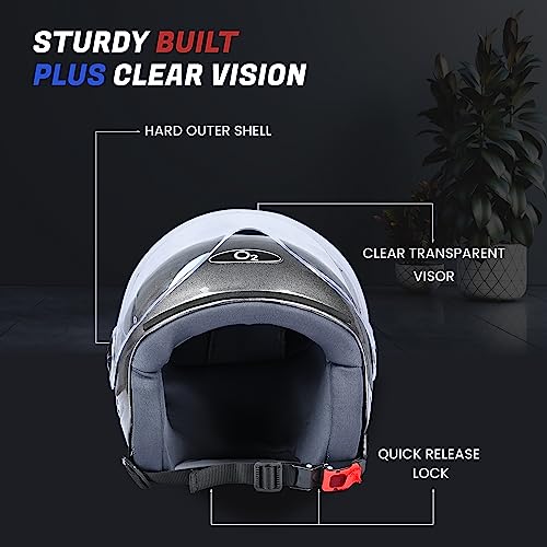 O2 Open Face / Half face Helmet Unisex for Bike Women Men ISI Certified ...