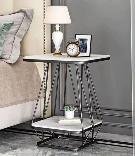CROWN ART SHOPPEE Modern Bedside Cabinet Table Engineered top Metal ...