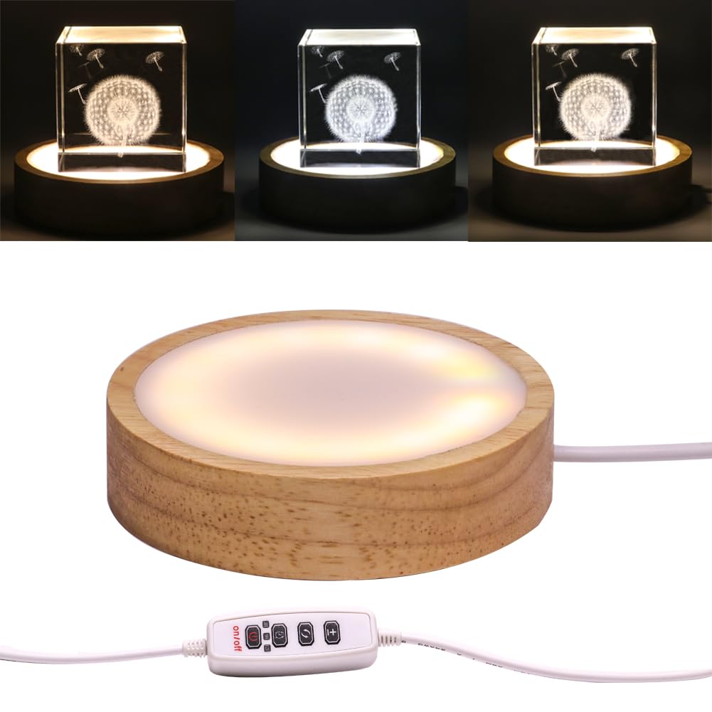 Amazon.com: LIBFITH Wooden LED Lights Display Base for Laser Crystal ...