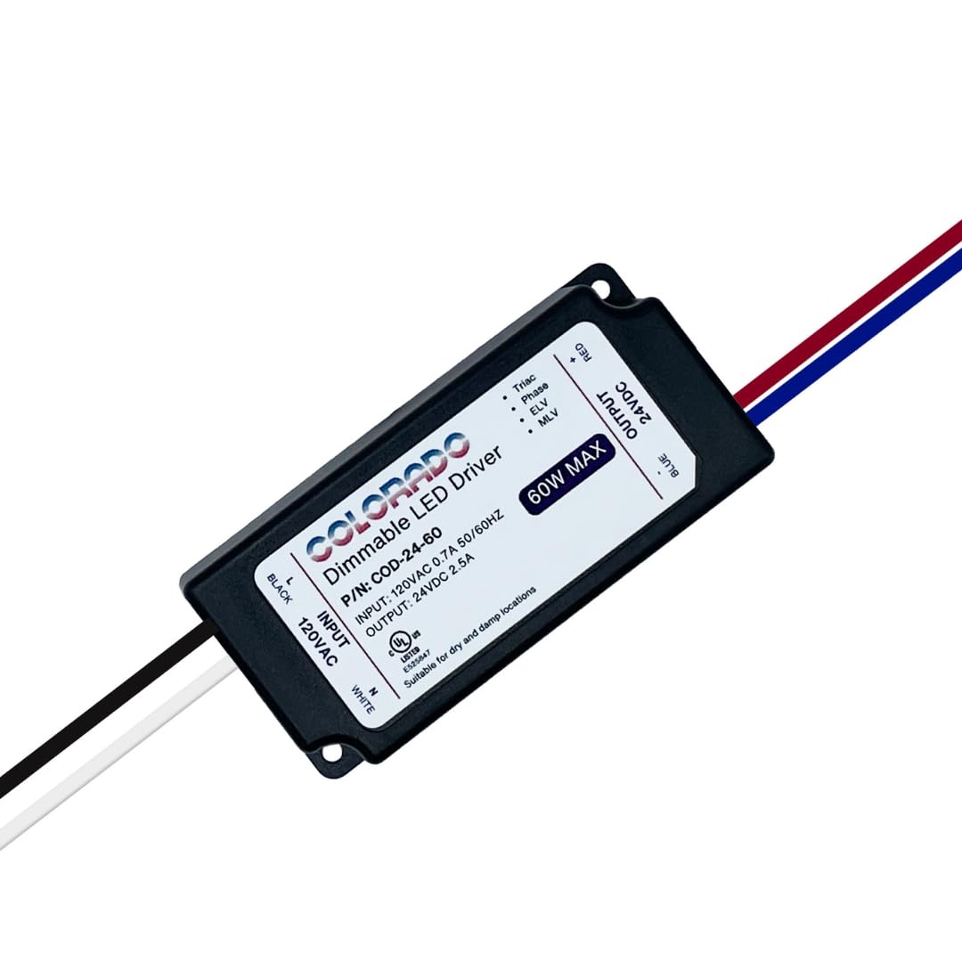 Colorado Lighting 60W 24V Mini Dimmable LED Driver, Electronic ...