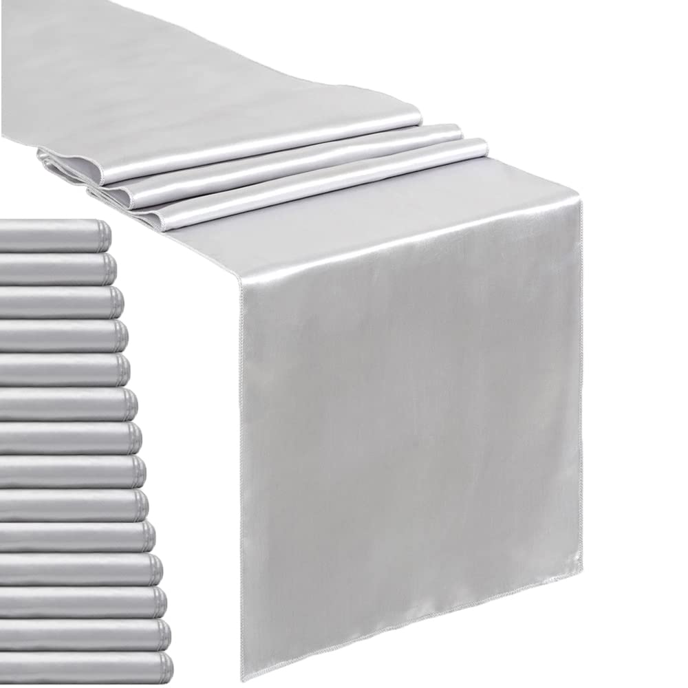 Snapklik.com : Silver Table Runners Wedding Satin Table Runner 15 Pack ...