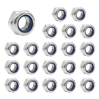 Qancekoo 20pcs M8 Nyloc Steel Nuts, Nylon Lock Nuts for Fasteners ...