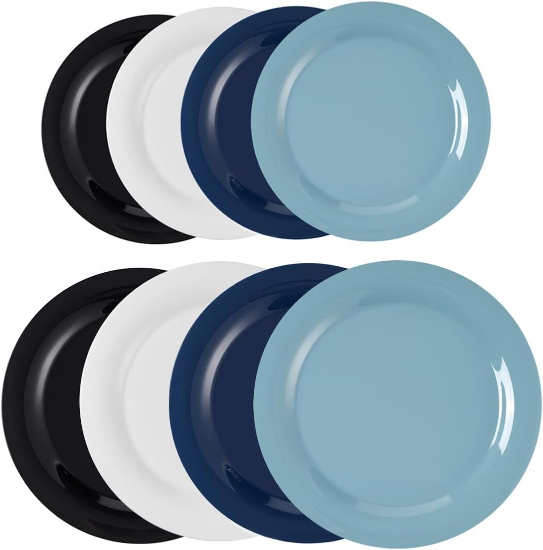 Amazon.com | Seeshine Unbreakable 8-Piece Multi-Color Plastic Plates ...