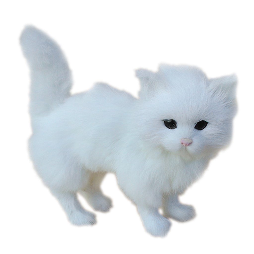 ANGELDEAL Realistic White Cat Animal Model Role Play Figure Figurine ...