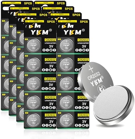 Amazon.com: YKM 5 Pack CR2032 Battery DL2032 ECR2032 2032 3V Lithium ...