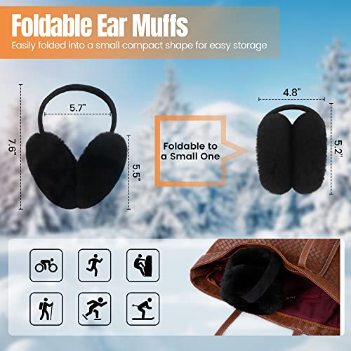 Unisex Simple Black Ear Muffs Women Faux Furry Ear Muffs Winter Women ...