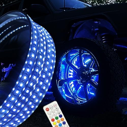 Amazon.com: 17.5'' 4 Pcs RGB LED Wheel Lights with Braking Functionand ...