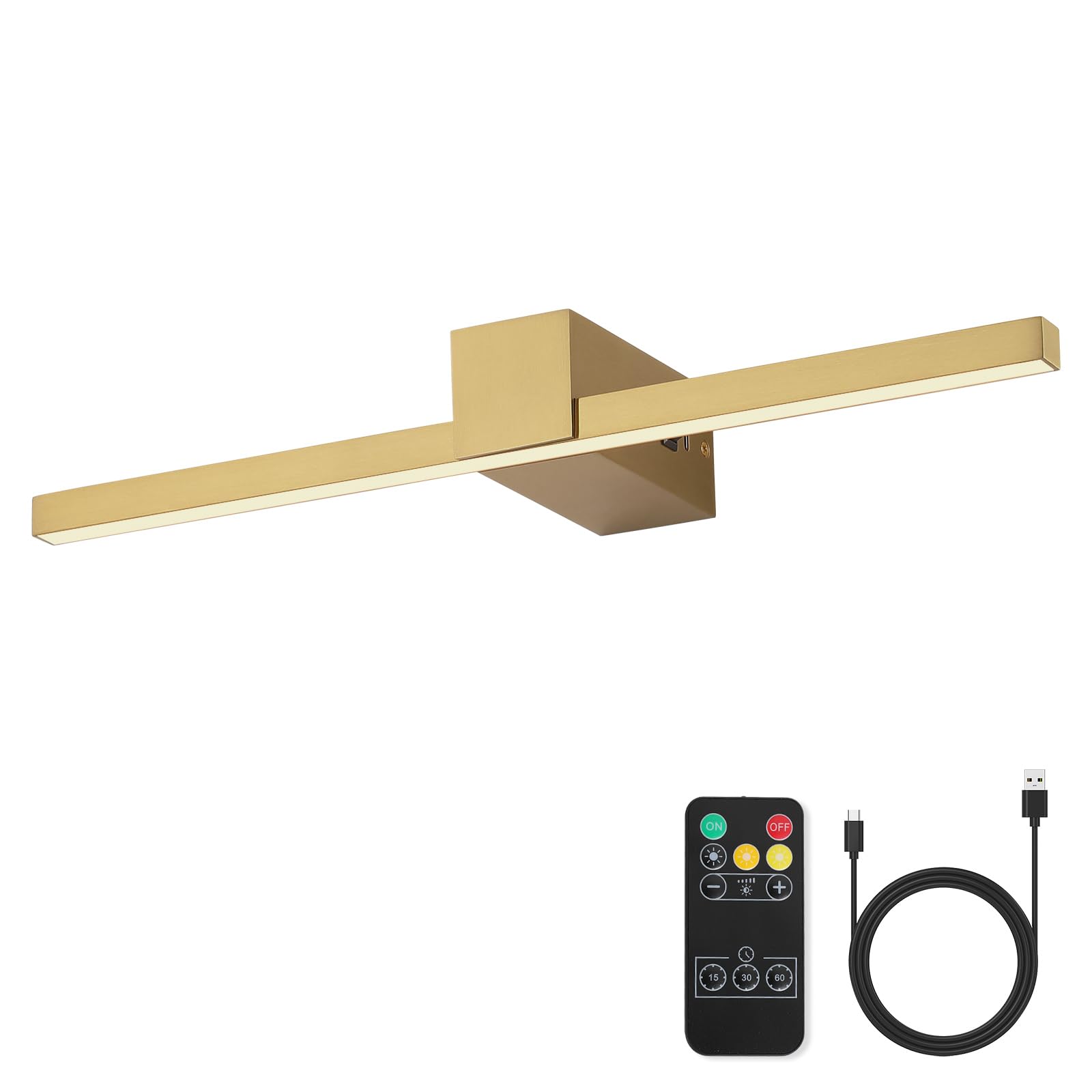 Pasoar Brass Battery Operated Picture Light with Remote,Wireless ...