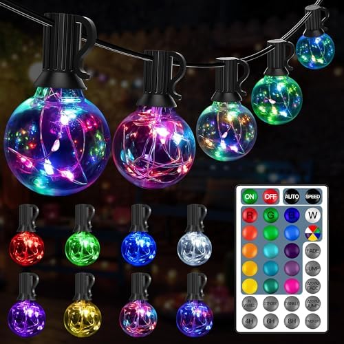 ALOVECO 41ft 100 LED String Lights Outdoor USB Plug RGB Color Changing ...