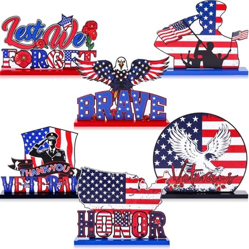 Amazon.com: Seenelling 6 Pcs Veterans Large Table Decorations Patriotic ...