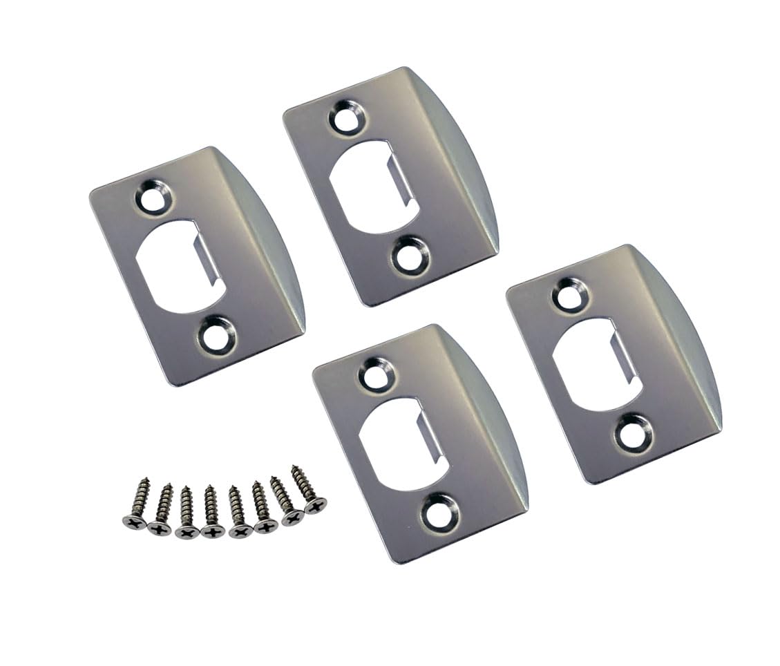 QCAA Solid Brass Latch Strike Plate L 2-1/4" x W 1-7/16", Screw Hole ...