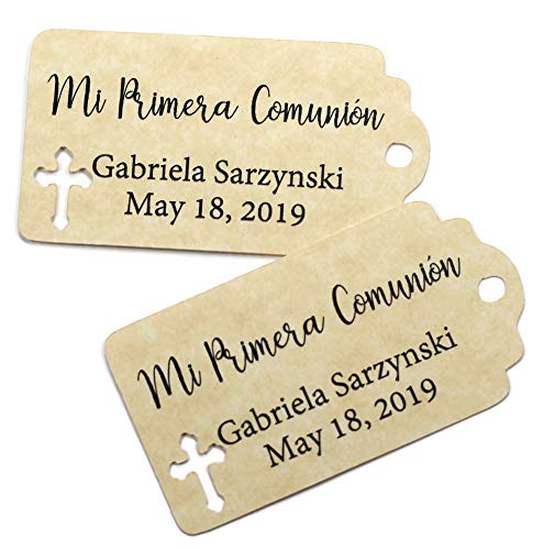 Amazon.com: Mi Primera Communion Tags - Personalized Catholic Favor ...