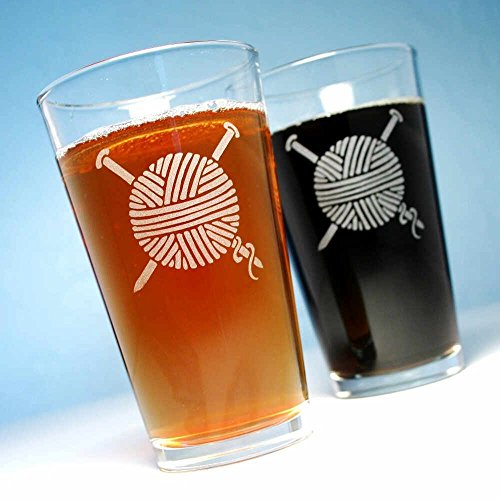 Amazon.com: KNITTING YARN Pint Glasses set of 2 : Home & Kitchen