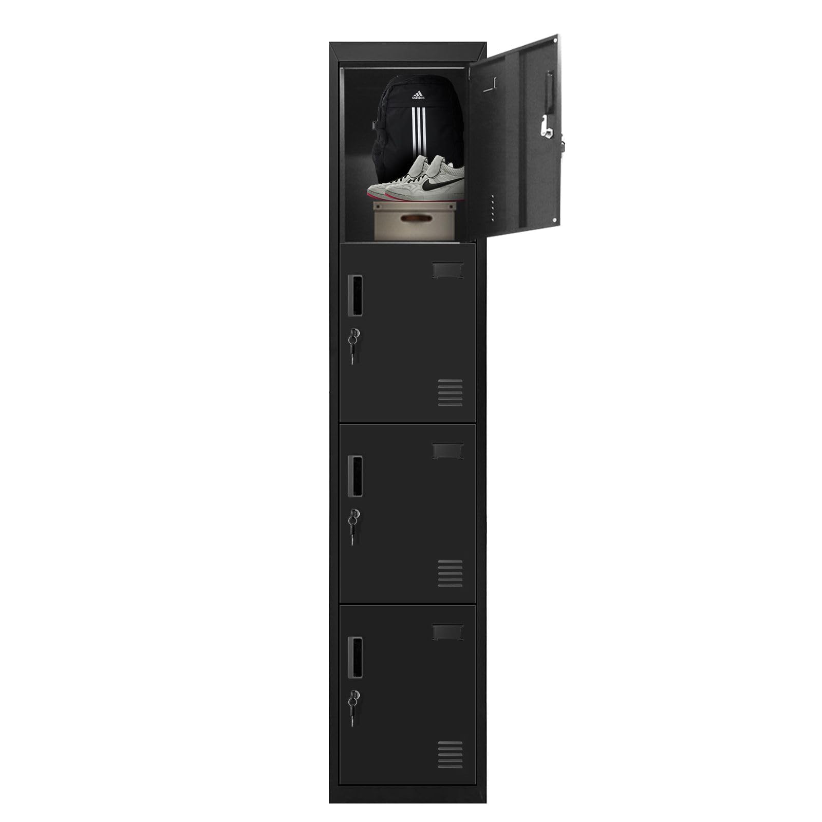 Steel Locker Cabinet Storage 4 Doors Metal Filing Cabinet Organiser Gym ...