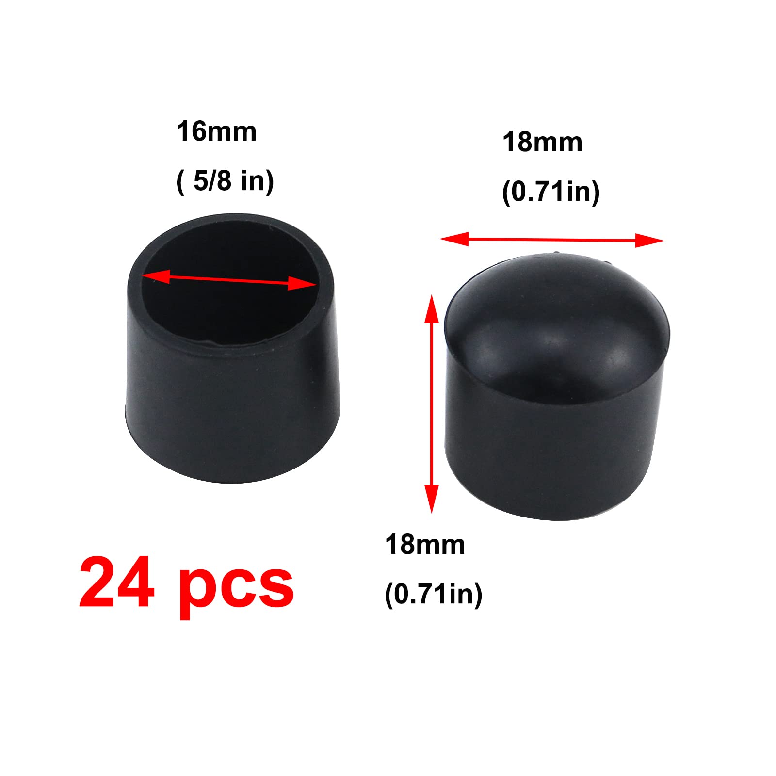 Snapklik.com : Chair Leg End Caps, 24-Pack PVC Rubber Covers, Round ...