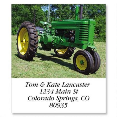 Amazon.com: Green Farm Tractor Square Return Address Labels - Set of ...