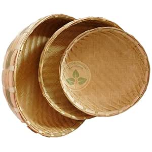 Handmade Wooden Basket (Daliya). Set of 3 Piece : Amazon.in: Home & Kitchen