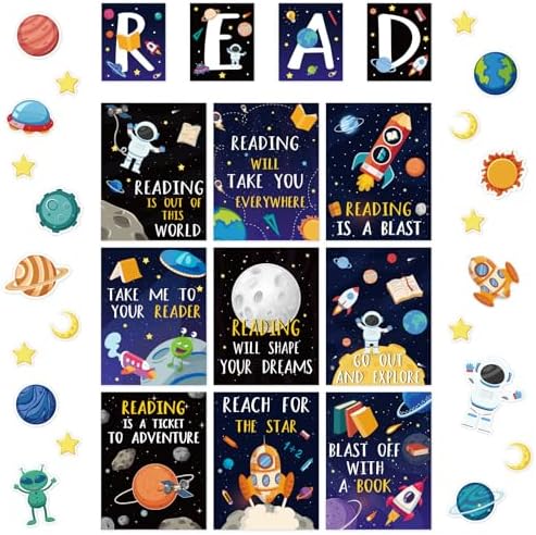 Amazon.com : Harloon 56 Pcs Outer Space Alphabet Number Bulletin Board ...