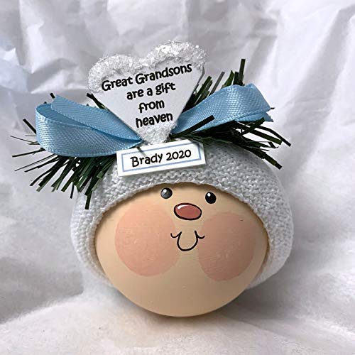 Amazon.com: Great Grandson Christmas Glass Ornaments Heart Verse A Gift ...