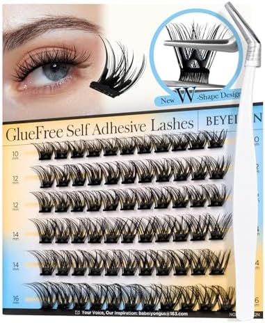 Amazon.com: BEYELIAN Self Adhesive Eyelashes Clusters, Press On Lashes ...