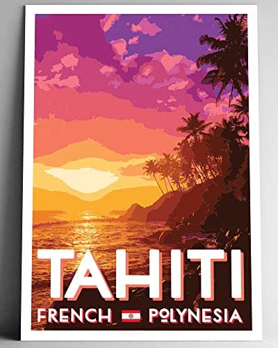 Amazon.com: GO SEE DESIGN Tahiti French Polynesia Vintage-Style Travel ...
