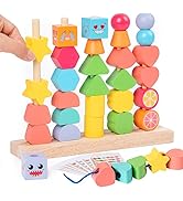 Amazon.com: Langmeil Montessori Wooden Matching Beads Sequencing Toy ...