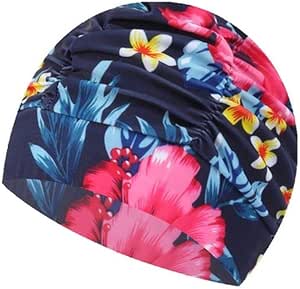 Amazon.com : Spandex Fabric Women Swimming Caps Lady Girls Bathing Cap ...