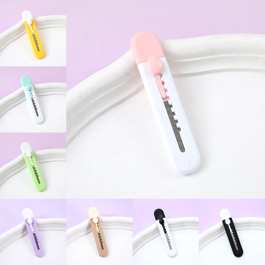 8 pcs Mini Cute Box Cutter Retractable Utility Knife Cardboard Box ...