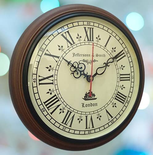 Buy Antique Wall Clock Dark Brown Wooden Wall Clock Roman Number Wall ...