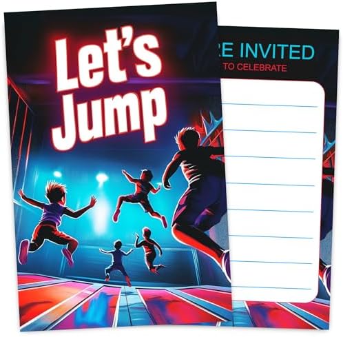 Amazon.com : VIVORA Let's Jump Party Birthday Invitation Card for Boys ...