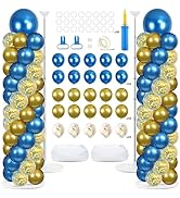 Amazon.com: 2 Sets 50th Birthday Balloon Column Stand Kit Black Gold ...