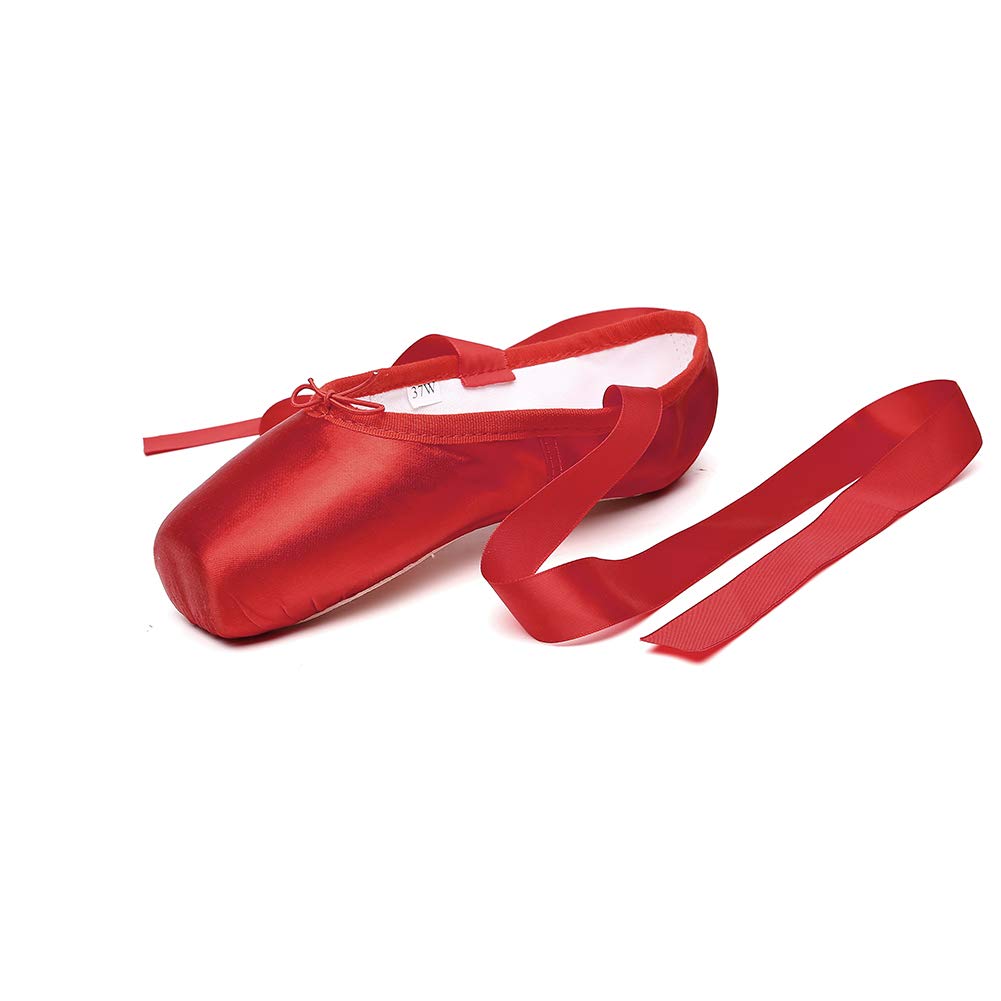 Ballet Pointe Shoes Pink Satin Ballet Dance Shoe Lace Up Toe Pads For