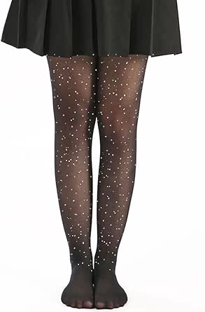 LUCKELF Girls Glitter Tights, Soft Opaque Tights Sparkle Rhinestone ...