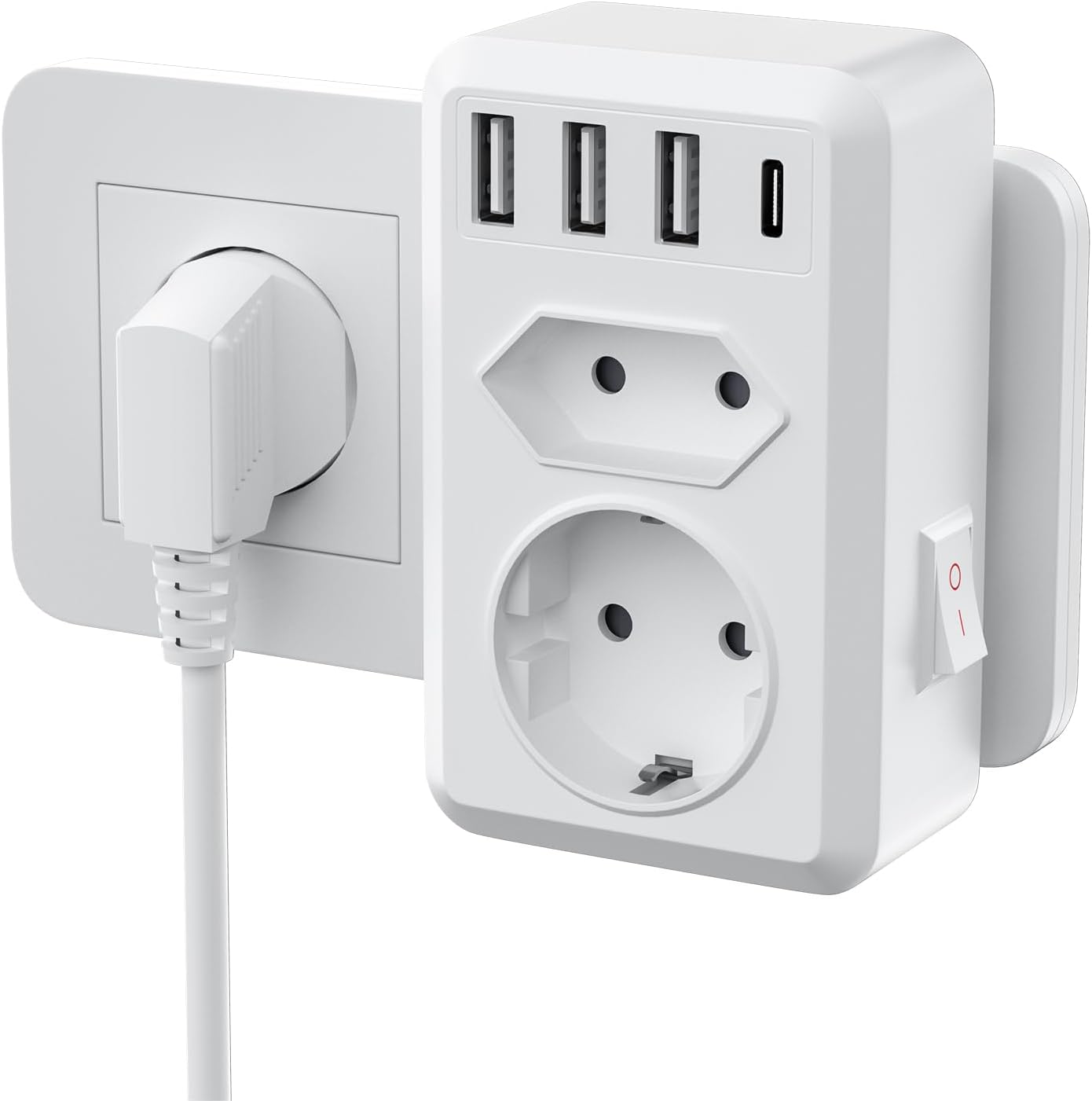 Doppelstecker für Steckdose, TESSAN 4 in 1 Mehrfachstecker mit 2 USB ...