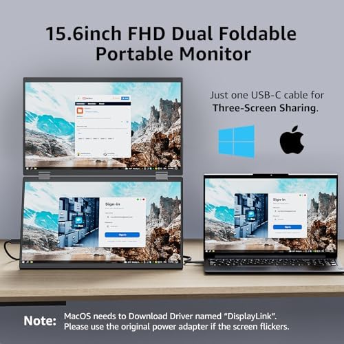 Laptop Screen Extender 15.6 Inch 1080P 360° Foldable Dual Monitors 120% ...