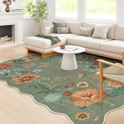 Amazon.com: Lahome Floral Washable Rugs 8x10, Non-Slip Soft Bedroom ...