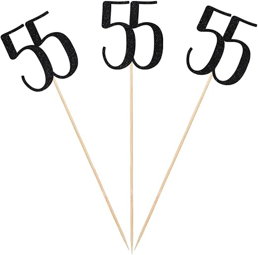 Amazon.com: Black Glitter 55th Birthday Centerpiece Sticks, 12-Pack ...
