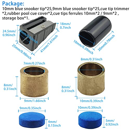 SHUIYUE Snooker Cue Trim Kit,Including Cue Tips, Billiard Cue Protector ...