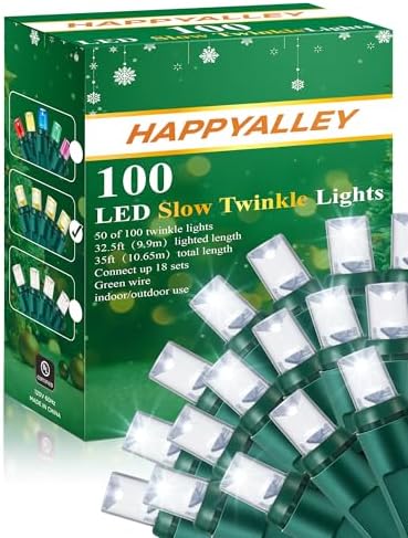 HappyAlley 100LED 35 Ft Slow Twinkle Christmas Light, 50 of 100 Bulb ...