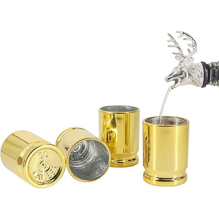 Amazon.com | 50 Caliber Shot Glass, Set of 4 Ceramic Shot Glasses with ...