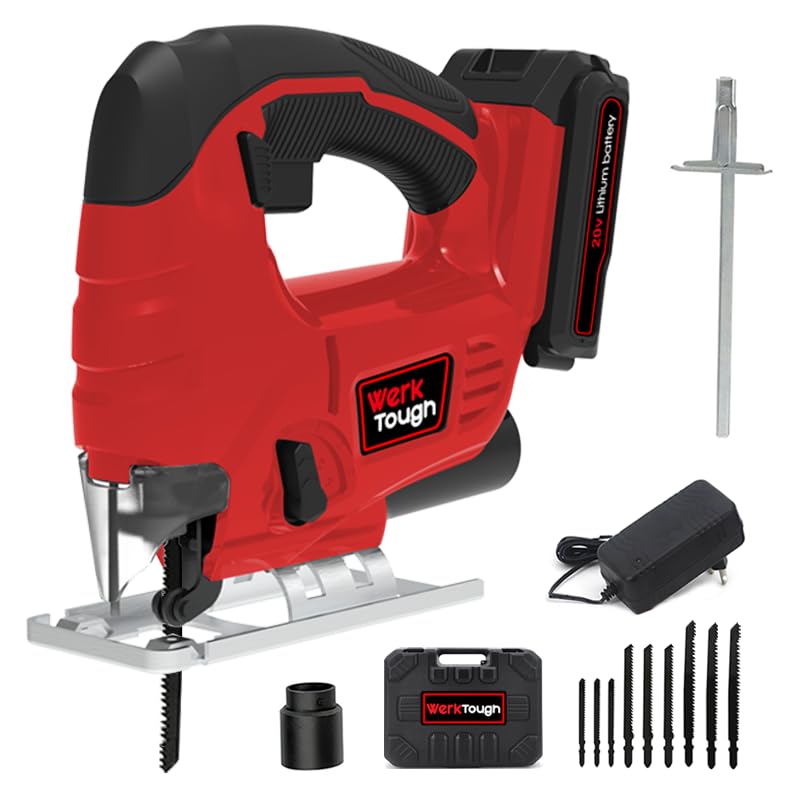 Powertough Cordless Jig Saw,20V Electric Jigsaw Tool Kit with Variable ...