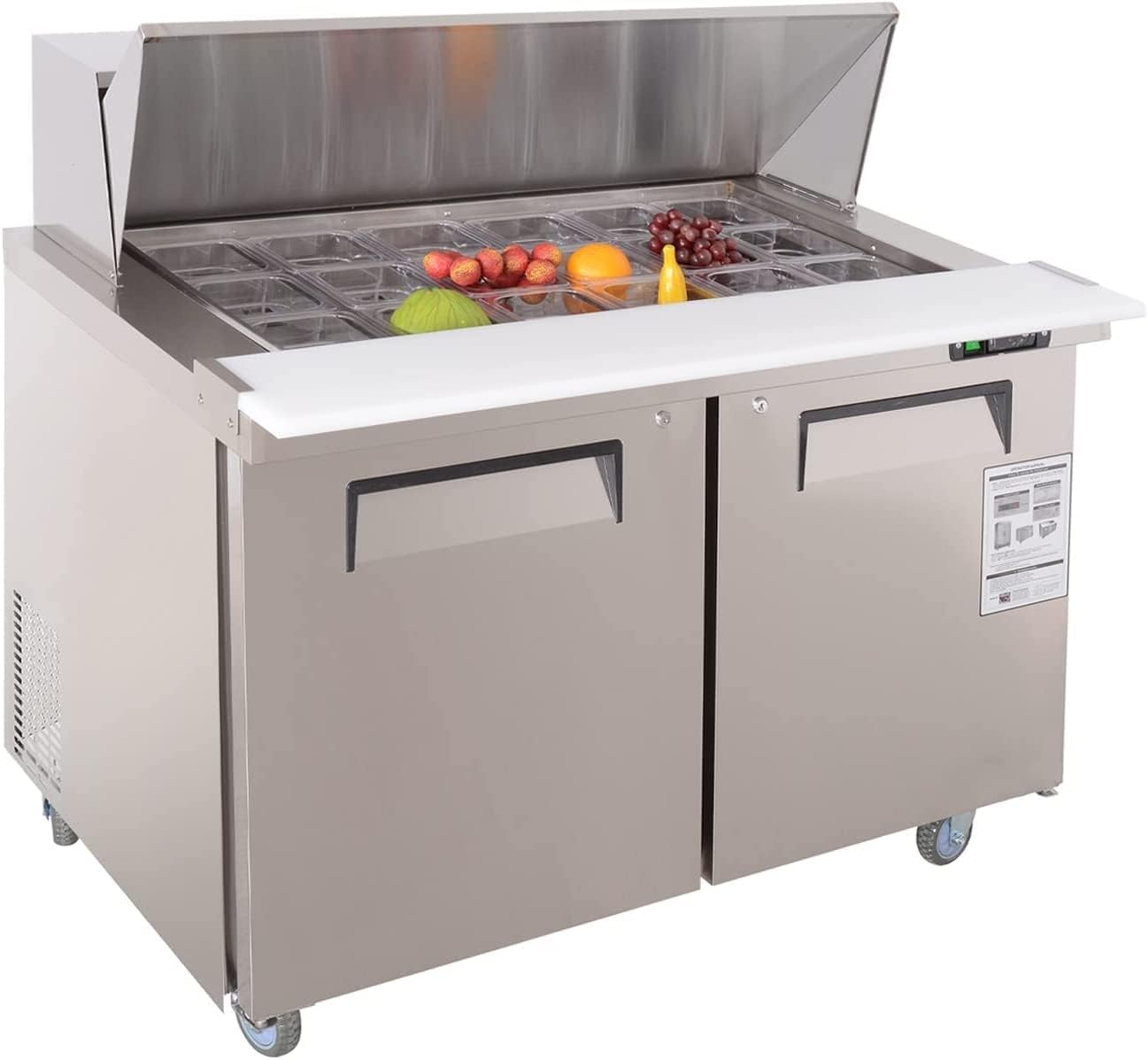 Amazon.com: Aceland Sandwich Salad Prep Table 2 Door 48" MEGA Top ...